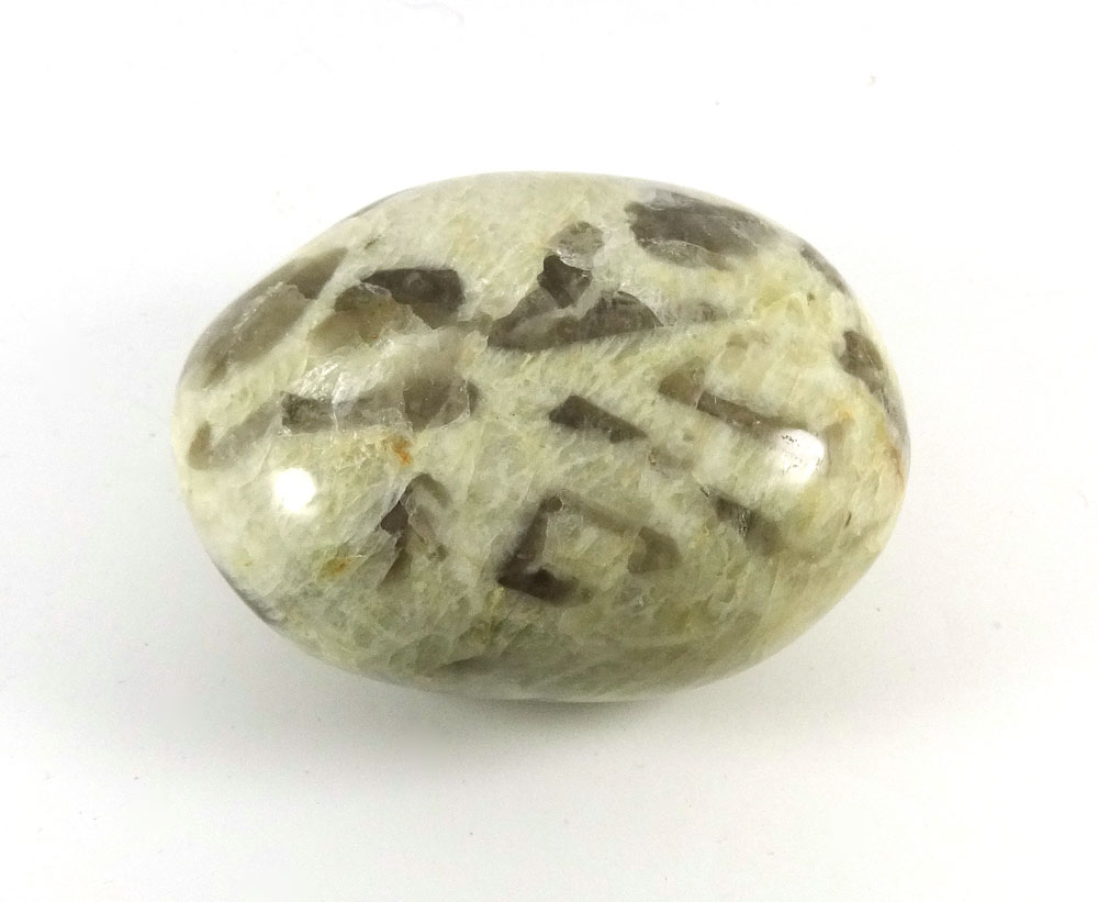 Polished Feldspar-Graphic-Smoky Quartz Pebble