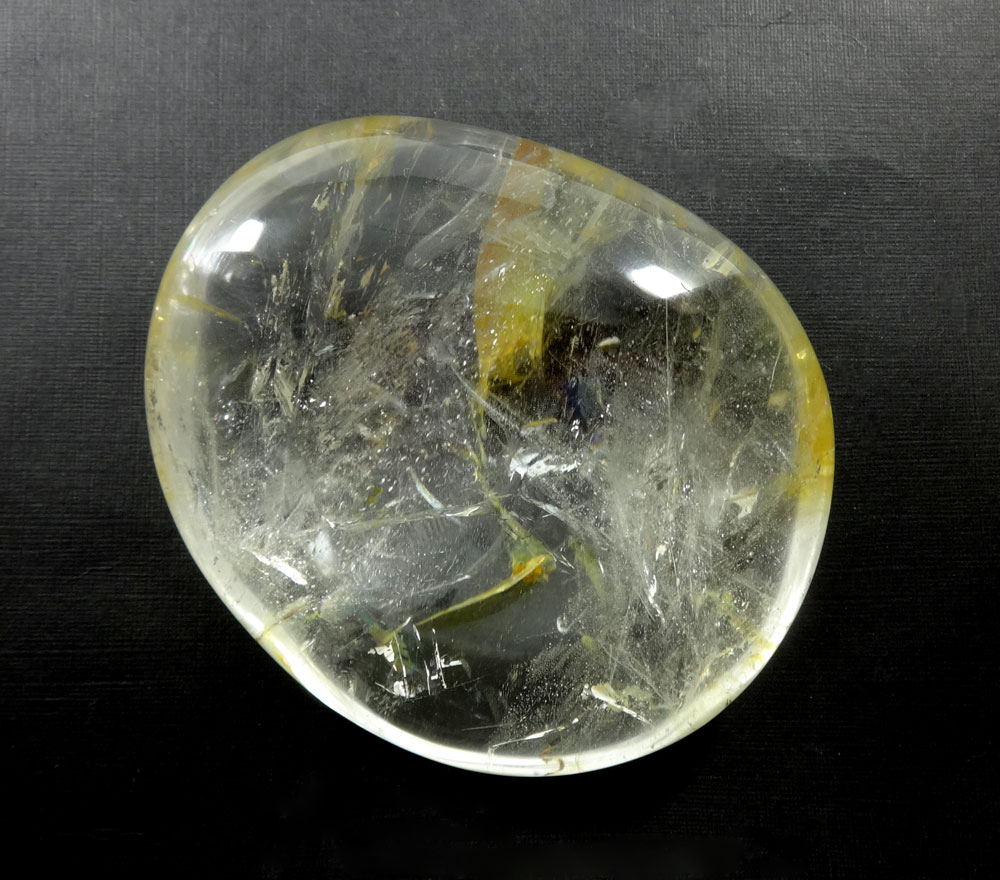 Clear Quartz with Iron and Rutile Polished Pebble